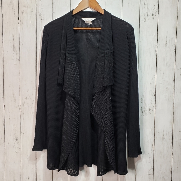 Misook | Sweaters | Exclusively Misook Black Waterfall Open Cardigan ...